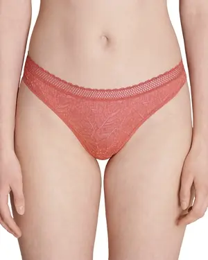 Simone Perele Comete Feather & Fan Lace Thong Texas Pink