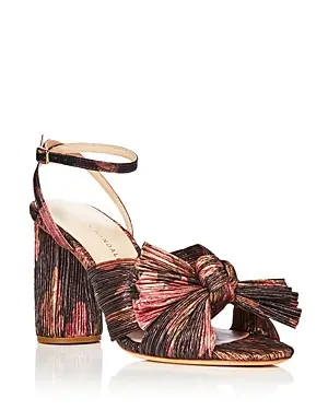 LOEFFLER RANDALL Camellia Bow High-Heel Sandals Metallic Dark Floral