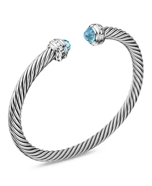 David Yurman Cable Classics Bracelet With And Diamonds - Blue Topaz