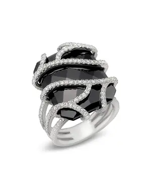 Bloomingdale'S Diamond And Black Onyx Ring - Black/white