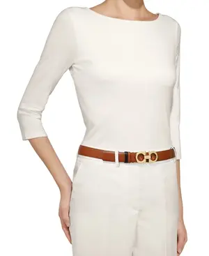 FERRAGAMO Gancini Slim Reversible Leather Belt
