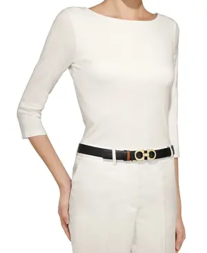 FERRAGAMO Gancini Slim Reversible Leather Belt