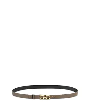 FERRAGAMO Salvatore Ferragamo Gancini Slim Leather Belt Caraway Seed