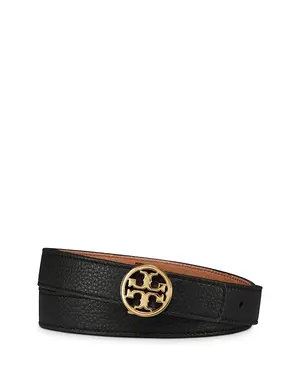 Tory Burch Reversible Leather Logo Belt Black/brown/gold