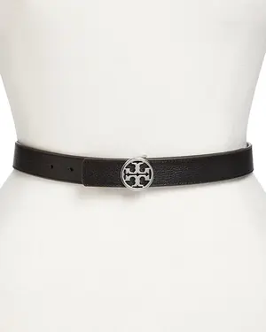 Tory Burch Reversible Leather Logo Belt Black/brown/silver