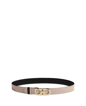 FERRAGAMO Salvatore Ferragamo Adjustable & Reversible Gancini Belt New Bisque