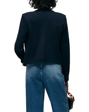 Whistles Collarless Jersey Jacket - Navy