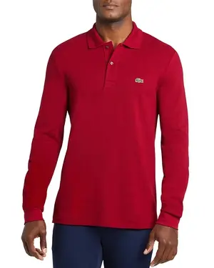Lacoste Classic Fit Long-sleeve Pique Polo Shirt - Bordeaux