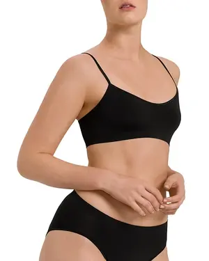Hanro Touch Feeling Spaghetti Crop Top Bralette Black