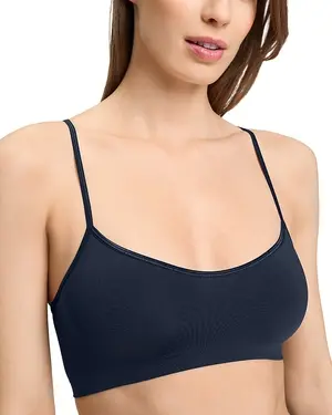 Hanro Touch Feeling Spaghetti Crop Top Bralette - Deep Navy