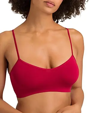 Hanro Touch Feeling Spaghetti Crop Top Bralette Garnet Red