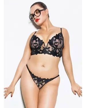 FLEUR DU MAL Lily Embroidery Longline Demi Bra