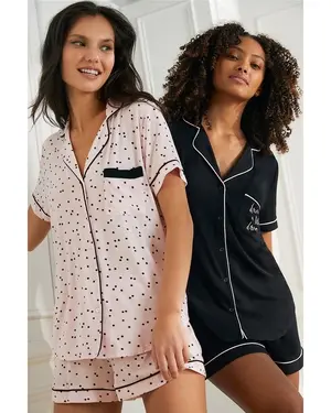Kate Spade New York Dotted Short Pajama Set - Pink Dot