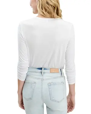Splendid Valley Long-sleeve V-neck Tee - White