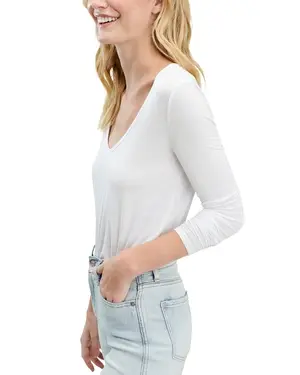 Splendid Valley Long-sleeve V-neck Tee - White