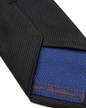 David Donahue Corded Weave Silk Tie - Black