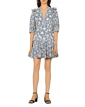 knee length dresses for ladies Contrast Embroidered Flared Maxi Dress
