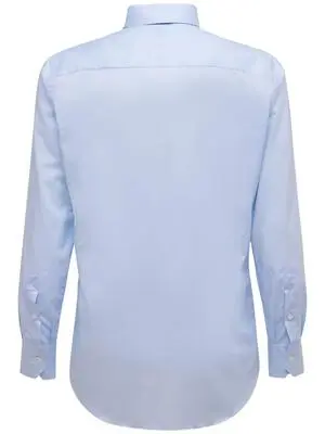 Brioni Cotton Twill Shirt Light Blue