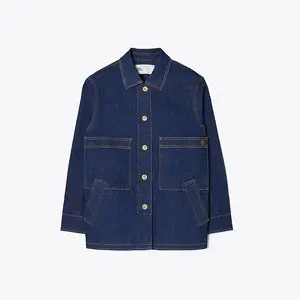 Tory Burch Denim Barn Jacket Light Rinse