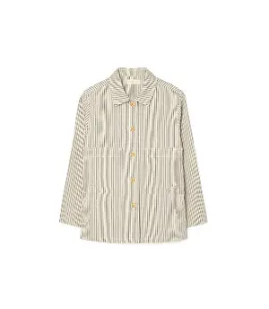 Tory Burch Denim Barn Jacket Striped Denim