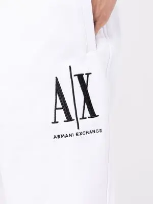 Armani Exchange Logo Print Track Shorts - White