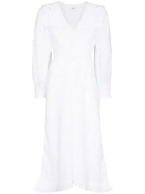 Isabel Marant Erna Embroidered V-Neck Dress In White - 60% Off |  Editorialist