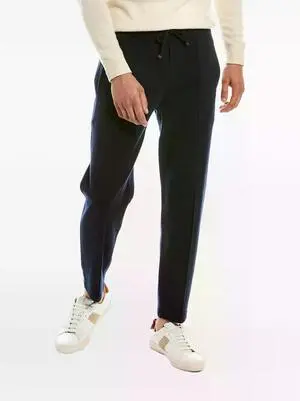 Brunello Cucinelli Cashmere-cotton Blend Drawstring Track Pants - Blue