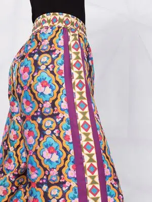 La DoubleJ Placeé-print Silk Trousers