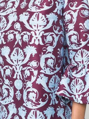 La DoubleJ Brocade Print Flared Cuff Dress