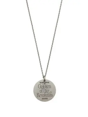 Raf Simons Engraved Pendant Necklace - Silver
