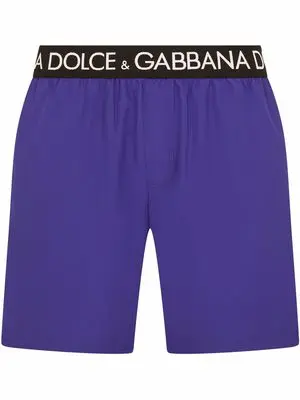 Dolce & Gabbana Logo-waistband Swim Shorts - Purple