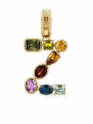 Dolce & Gabbana 18k Yellow Letter Z Gemstone Pendant - Gold