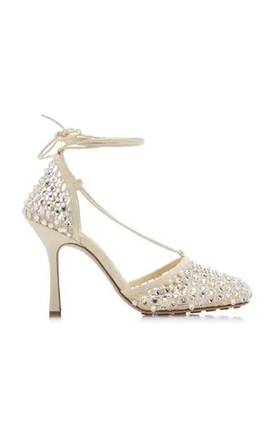 Bottega Veneta Stretch Crystal Sandals - White