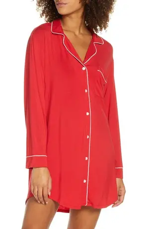 Eberjey Gisele Jersey Knit Sleep Shirt Haute Red