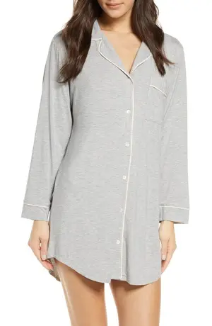 Eberjey Gisele Jersey Knit Sleep Shirt Heather Grey Sorbet