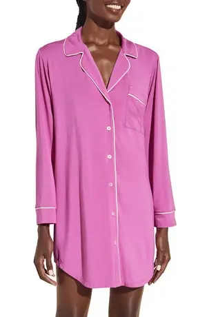 Eberjey Gisele Jersey Knit Sleep Shirt Italian Rose/ Ivory