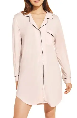 Eberjey Gisele Jersey Knit Sleep Shirt Sorbet-2/ Black