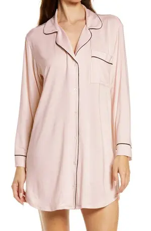 Eberjey Gisele Jersey Knit Sleep Shirt - Sorbet/black