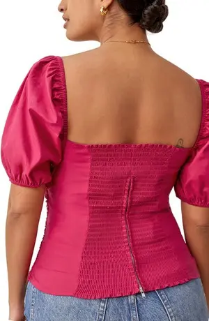 REFORMATION Radish Ruched Organic Cotton Top