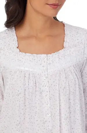 Eileen West Lace Trim Long Sleeve Nightgown