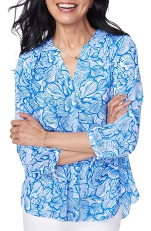 NYDJ NYDJ Pintuck Blouse Blue Cosmos