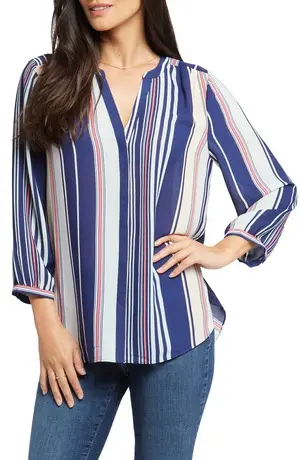 NYDJ NYDJ Pintuck Blouse Hillcrest Stripe