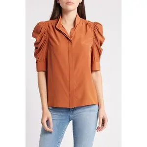 FRAME Gillian Puff Sleeve Silk Blouse
