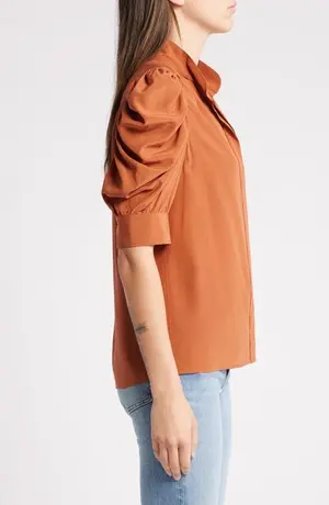 FRAME Gillian Puff Sleeve Silk Blouse