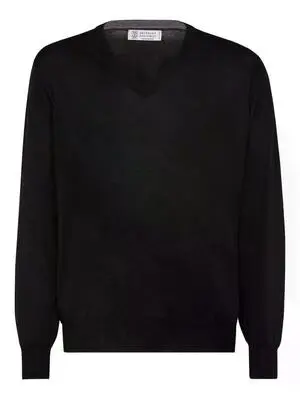 Brunello Cucinelli V-neck Knitted Jumper - Black