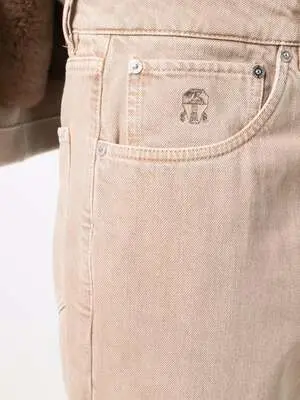 Brunello Cucinelli Embroidered Logo Straight Jeans