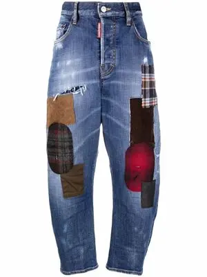 Dsquared2 Patchwork Cropped Jeans