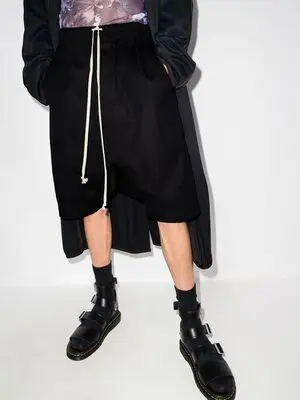 Rick Owens Pod Drop-crotch Track Shorts - Black