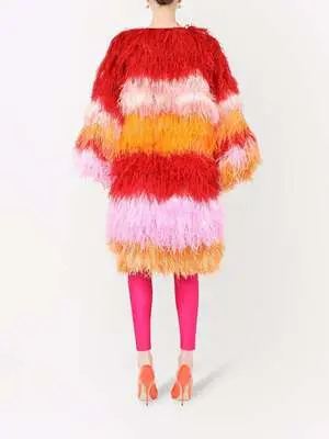 Dolce & Gabbana Striped Feather-embellished Coat