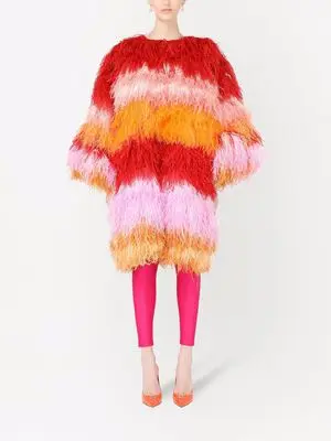 Dolce & Gabbana Striped Feather-embellished Coat